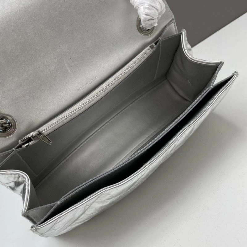 OEM Balenciaga Chic Hourglass Chain Bag - Large Embroidered Silver Edition