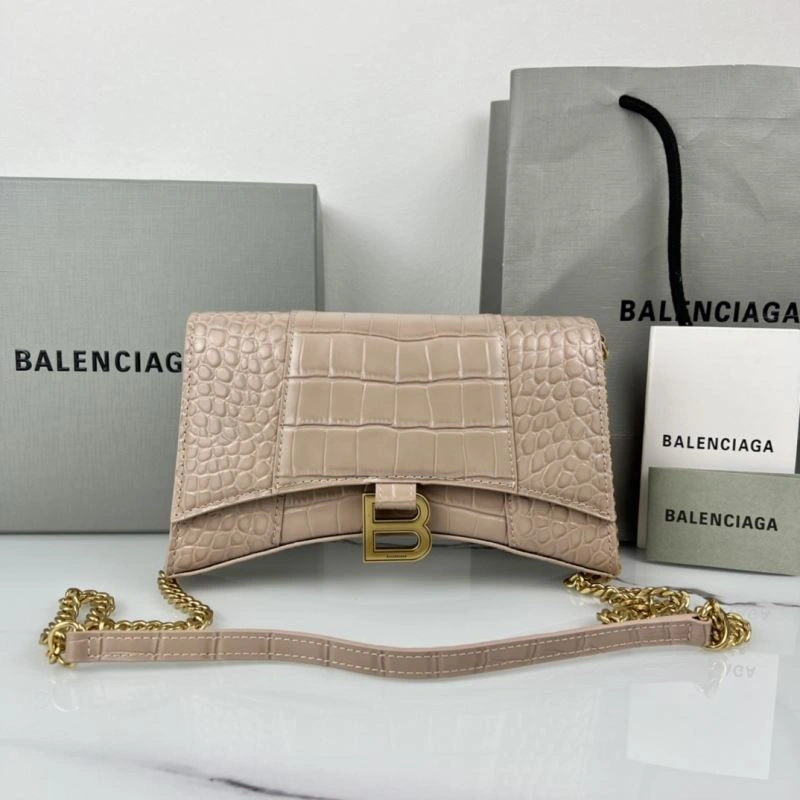 Balenciaga Chic Hourglass Chain Crossbody Bag in Cowhide Leather