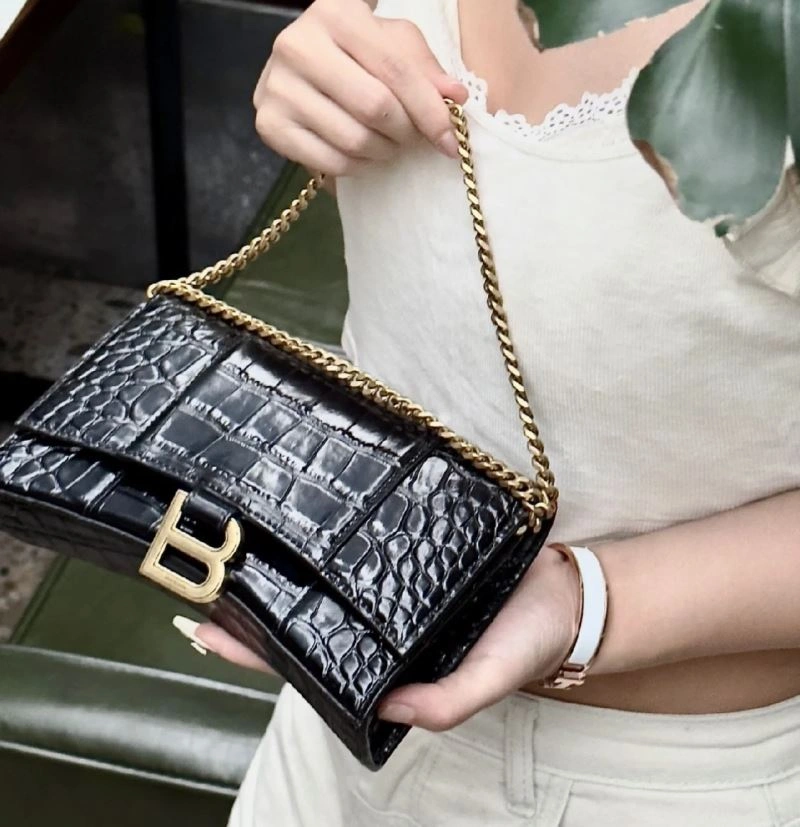 Affordable Balenciaga Chic Hourglass Crocodile Chain Bag - Versatile Elegance