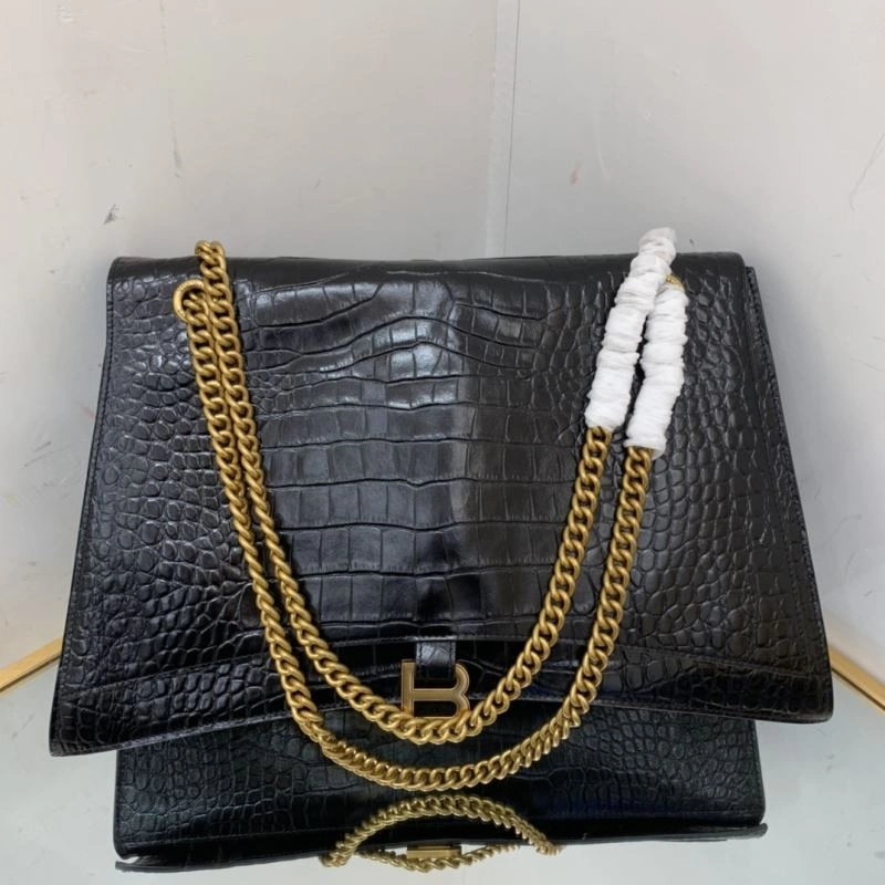 High fidelity Balenciaga Chic Hourglass Crush Pleated Chain Bag - Versatile Style