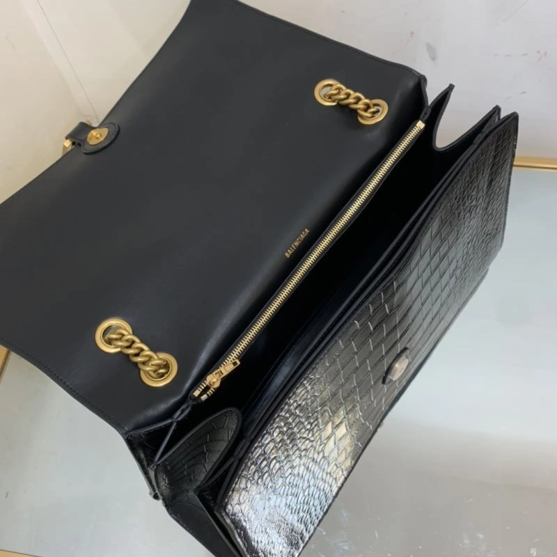 High fidelity Balenciaga Chic Hourglass Crush Pleated Chain Bag - Versatile Style