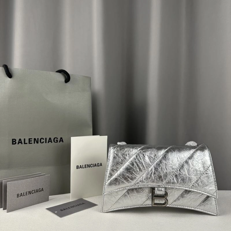 Balenciaga Chic Silver Crush Mini Hourglass Chain Bag