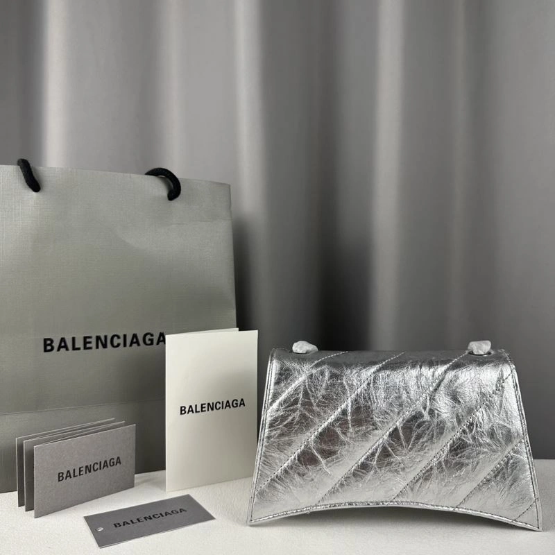 Cut-rate Balenciaga Chic Silver Crush Mini Hourglass Chain Bag