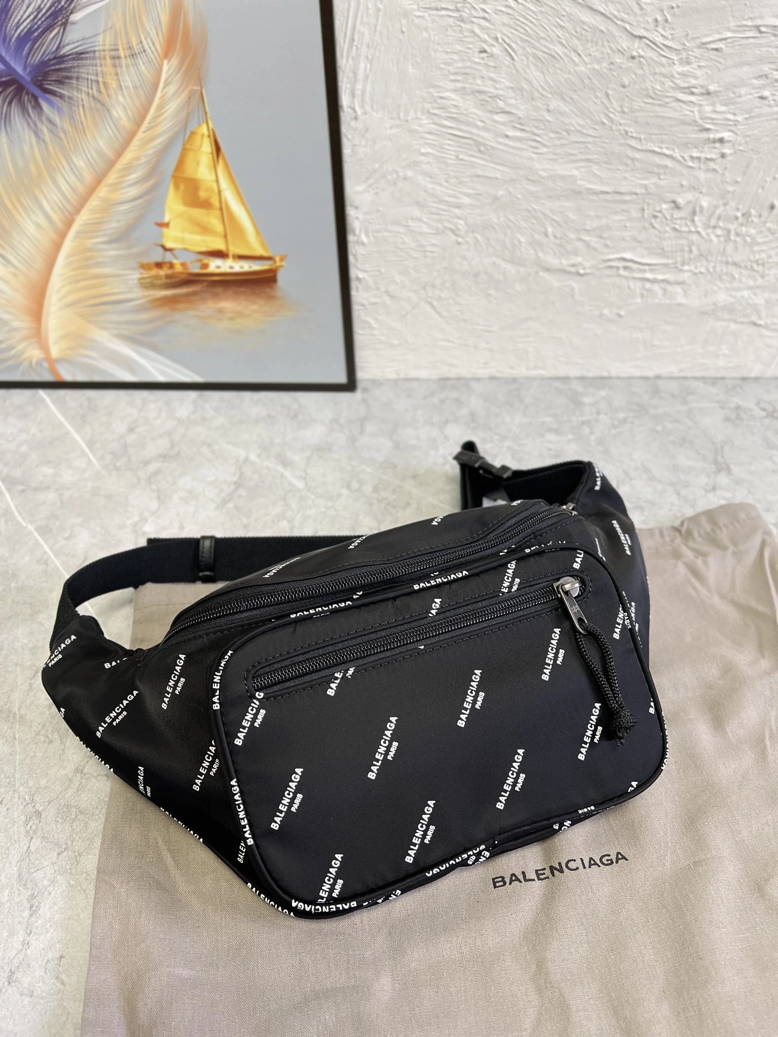 Balenciaga City Series Paris Explorer Black Waist Bag