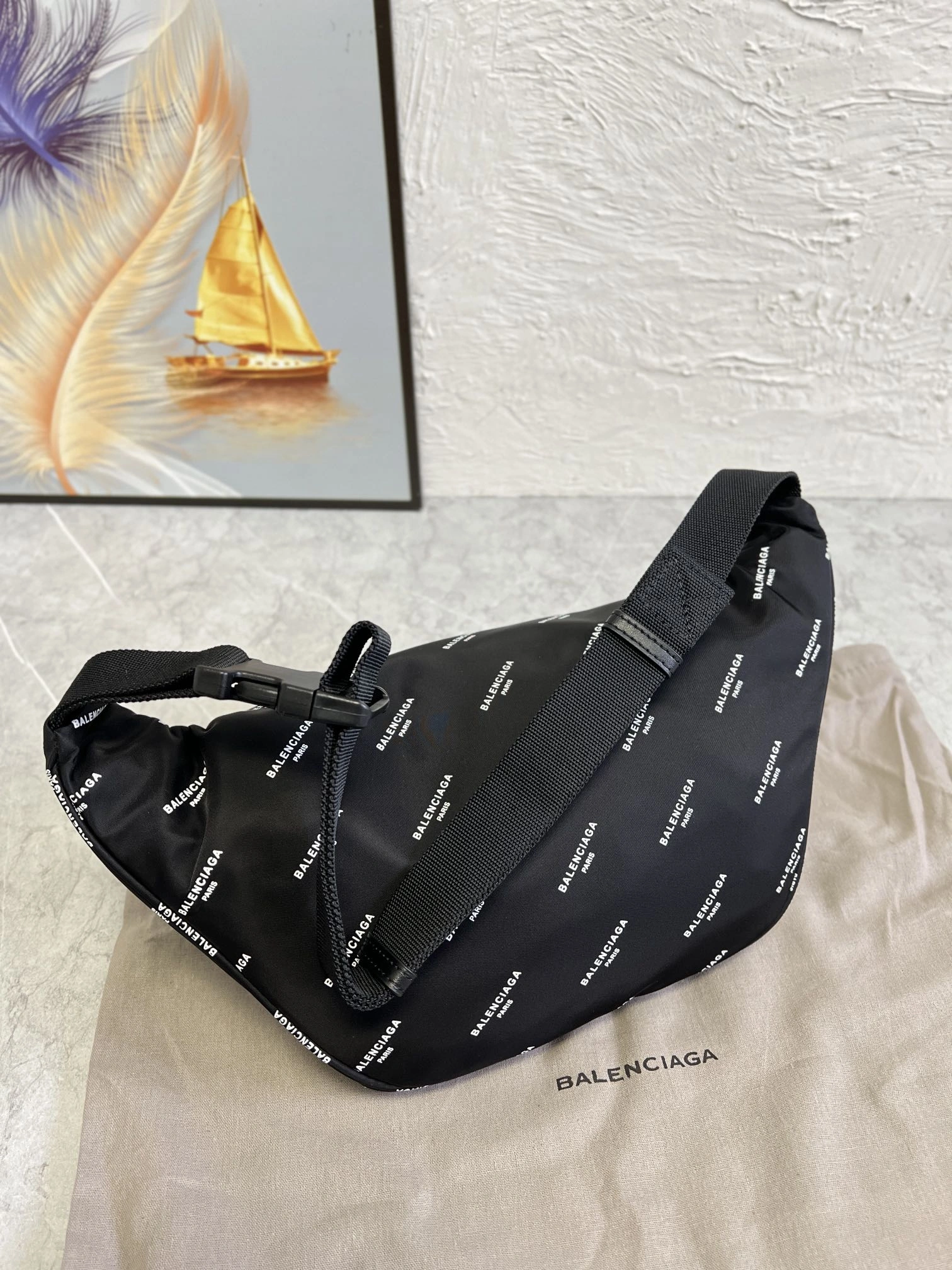 Original Balenciaga City Series Paris Explorer Black Waist Bag