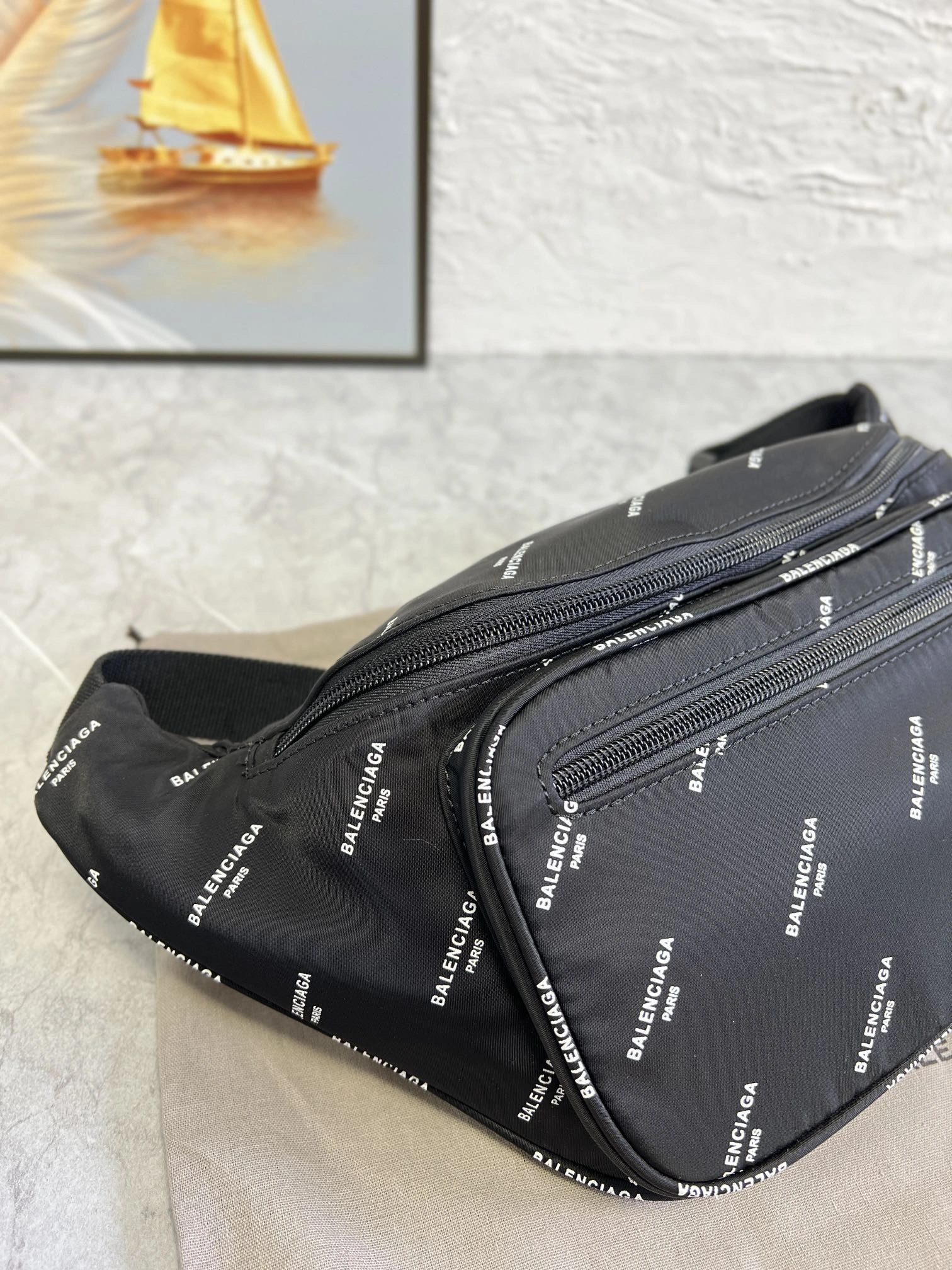 Original Balenciaga City Series Paris Explorer Black Waist Bag