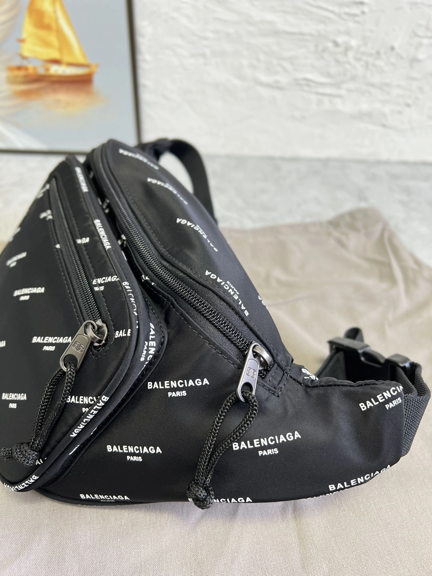 Original Balenciaga City Series Paris Explorer Black Waist Bag
