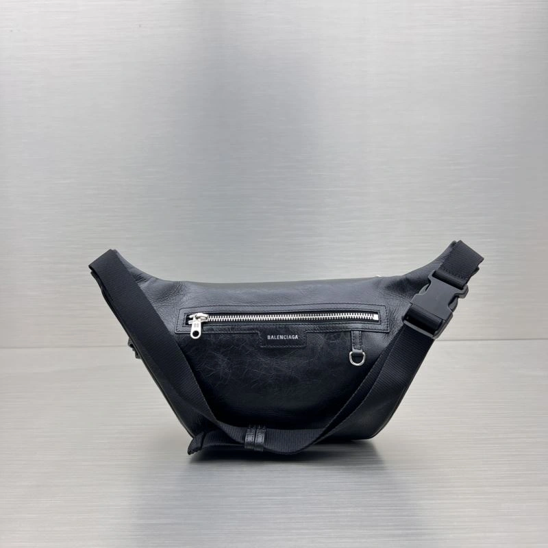 Top match Balenciaga Classic Black Motorcycle Multi-Pocket Waist Bag for Travel