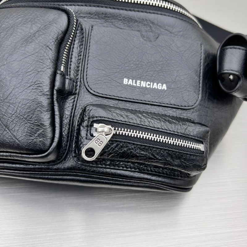 Top match Balenciaga Classic Black Motorcycle Multi-Pocket Waist Bag for Travel