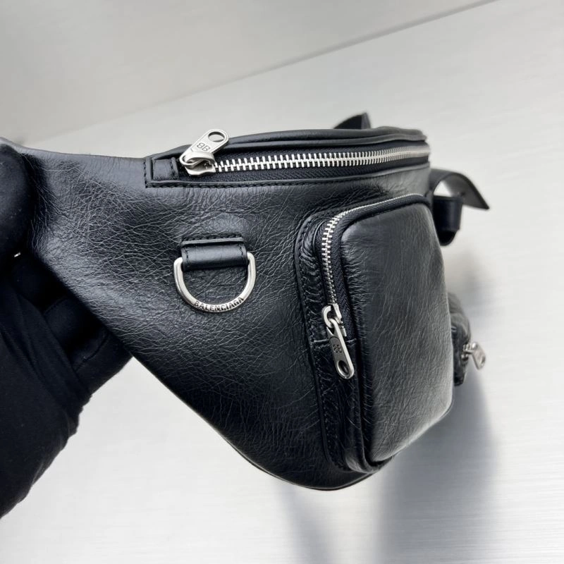 Top match Balenciaga Classic Black Motorcycle Multi-Pocket Waist Bag for Travel