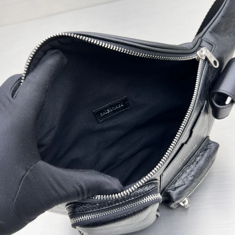 Top match Balenciaga Classic Black Motorcycle Multi-Pocket Waist Bag for Travel