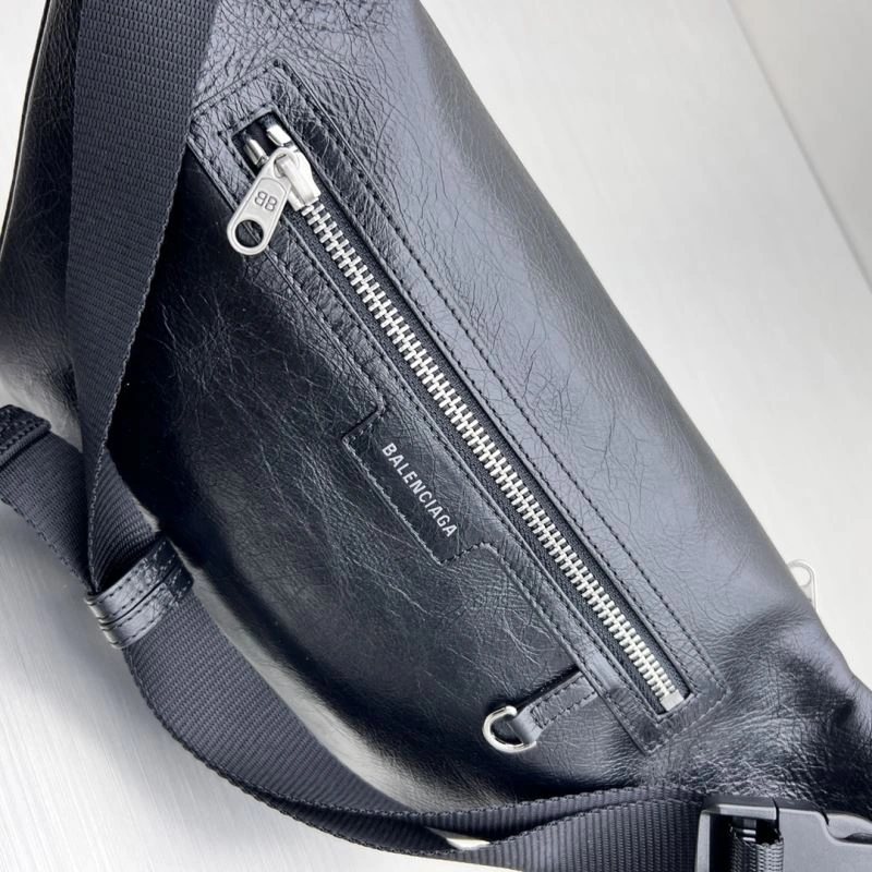 Top match Balenciaga Classic Black Motorcycle Multi-Pocket Waist Bag for Travel