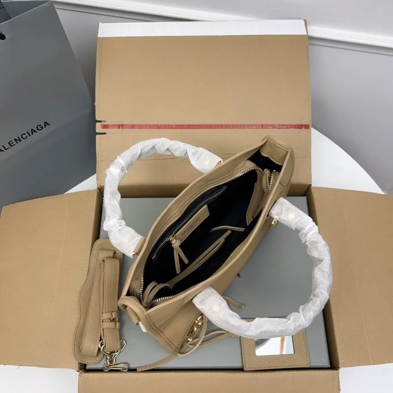 Brand-original Balenciaga Classic Goat Leather Motorcycle Bag - Apricot Gold