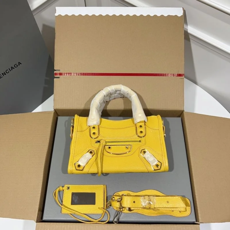 Balenciaga Classic Goat Leather Motorcycle Bag with Gold Buckle
