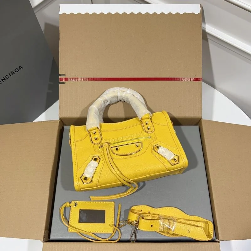 Value-priced Balenciaga Classic Goat Leather Motorcycle Bag with Gold Buckle