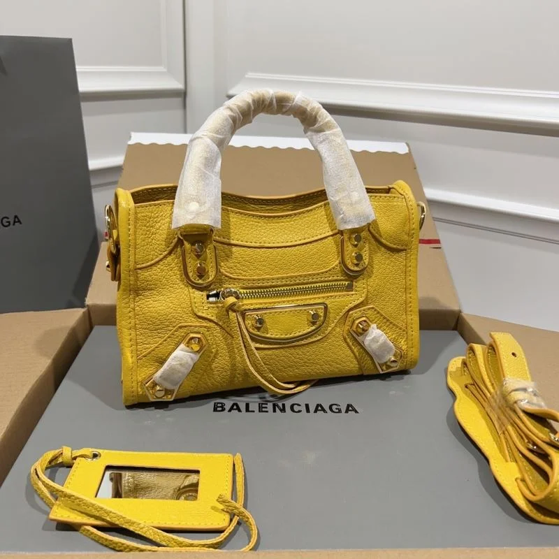 Value-priced Balenciaga Classic Goat Leather Motorcycle Bag with Gold Buckle