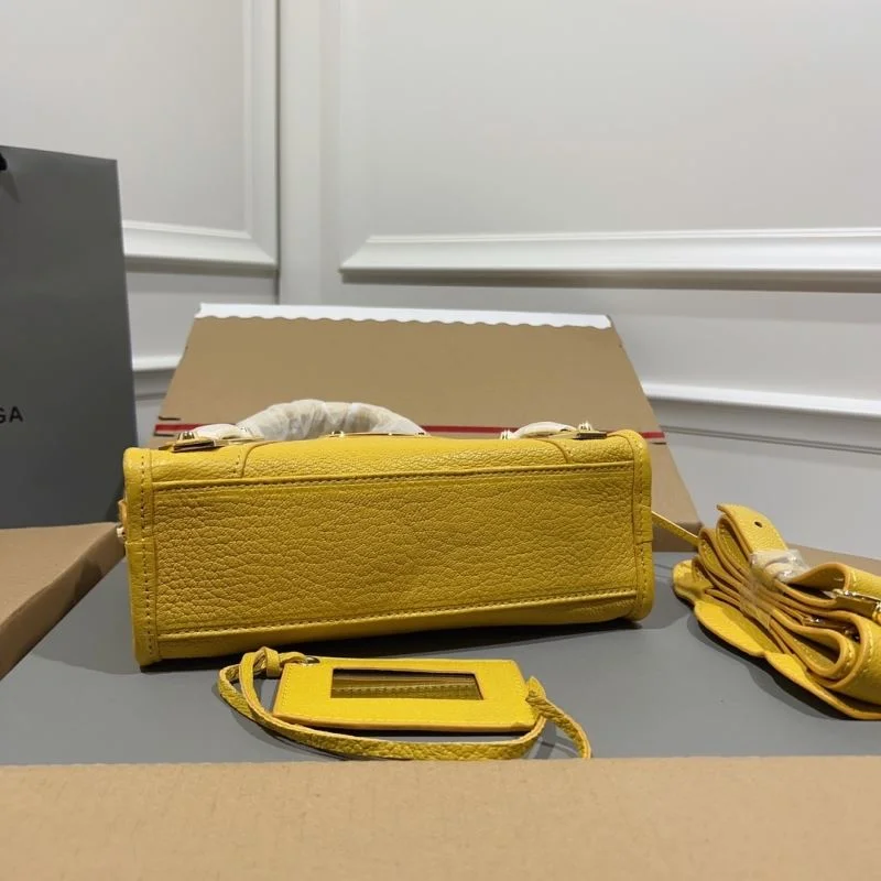 Value-priced Balenciaga Classic Goat Leather Motorcycle Bag with Gold Buckle