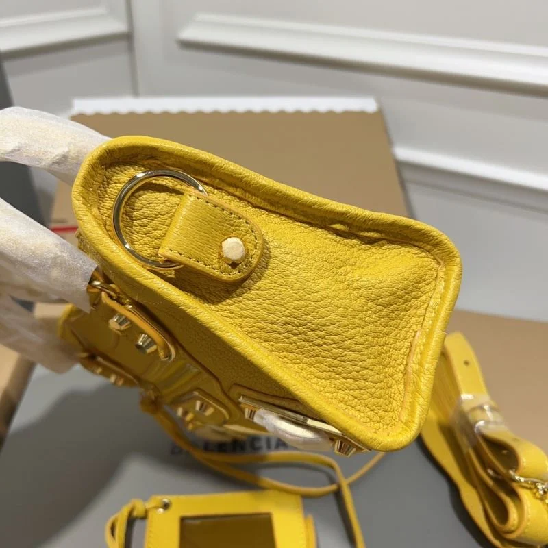 Value-priced Balenciaga Classic Goat Leather Motorcycle Bag with Gold Buckle