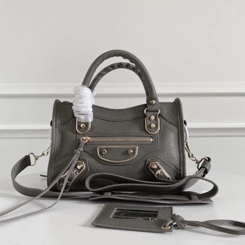 Balenciaga Classic Italian Goat Leather Mini Motorcycle Bag - Deep Gray