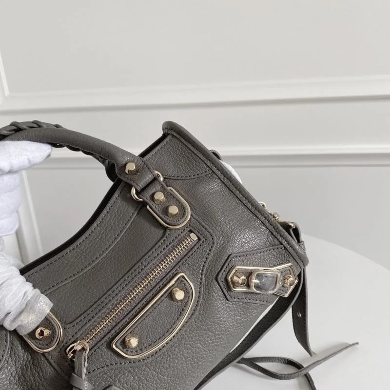 Bargain Balenciaga Classic Italian Goat Leather Mini Motorcycle Bag - Deep Gray