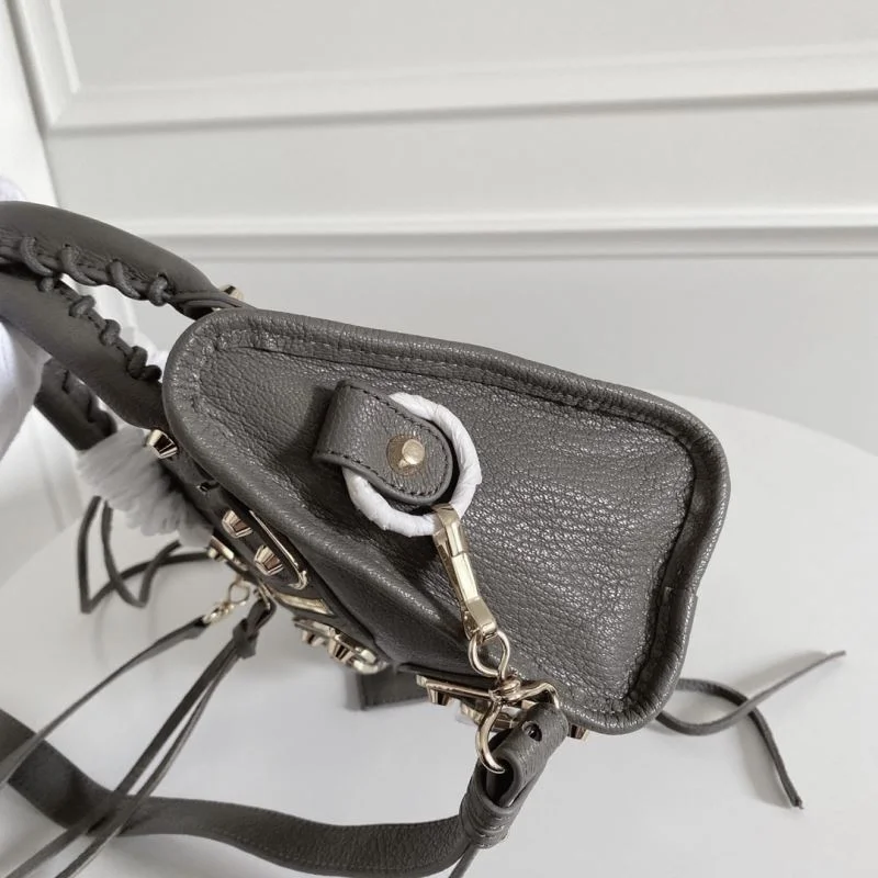 Bargain Balenciaga Classic Italian Goat Leather Mini Motorcycle Bag - Deep Gray
