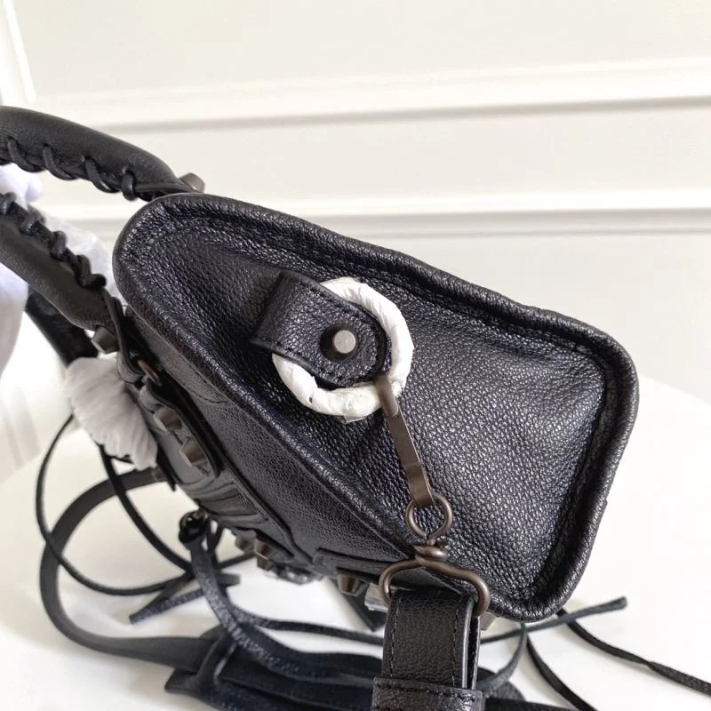 Brand-authenticated Balenciaga Classic Italian Goat Leather Mini Motorcycle Bag with Strap