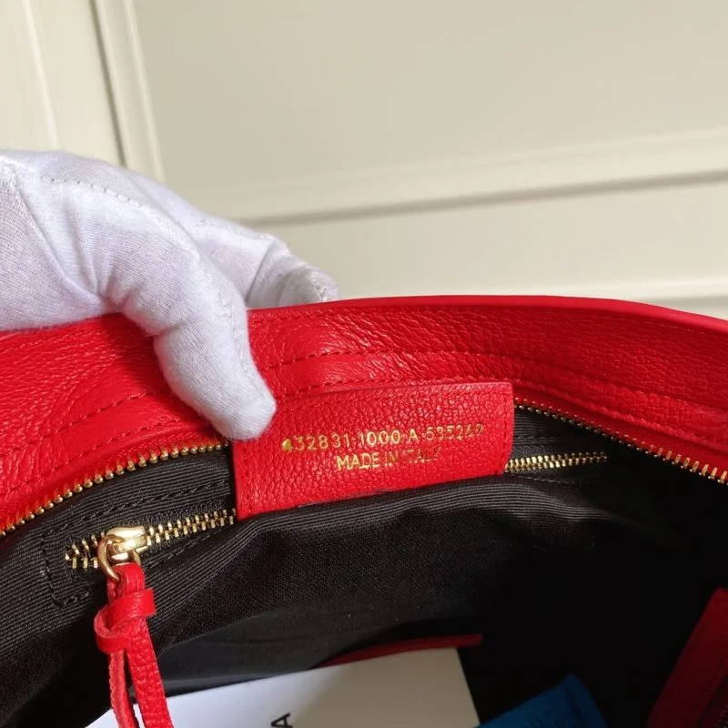 High fidelity Balenciaga Classic Italian Goat Leather Motorcycle Bag - Red