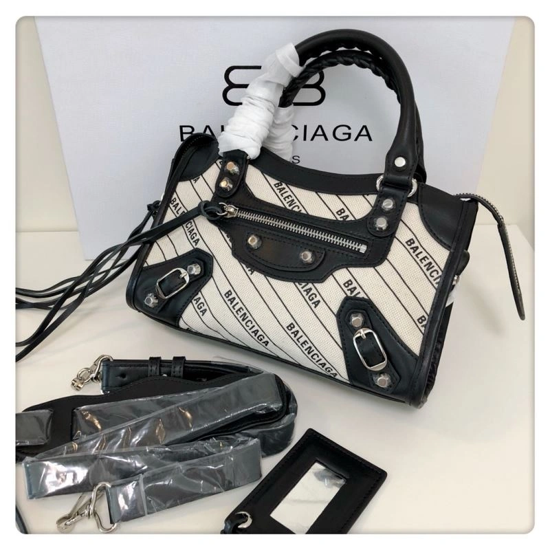 Indistinguishable Balenciaga Classic Motorcycle Bag with Diagonal Print Design