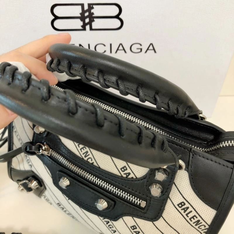 Indistinguishable Balenciaga Classic Motorcycle Bag with Diagonal Print Design