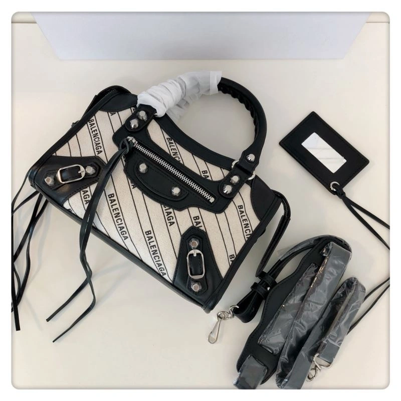 Indistinguishable Balenciaga Classic Motorcycle Bag with Diagonal Print Design