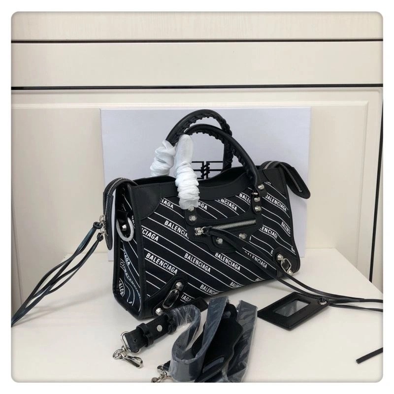 Accurate model Balenciaga Classic Motorcycle Bag with Slanted Print Design