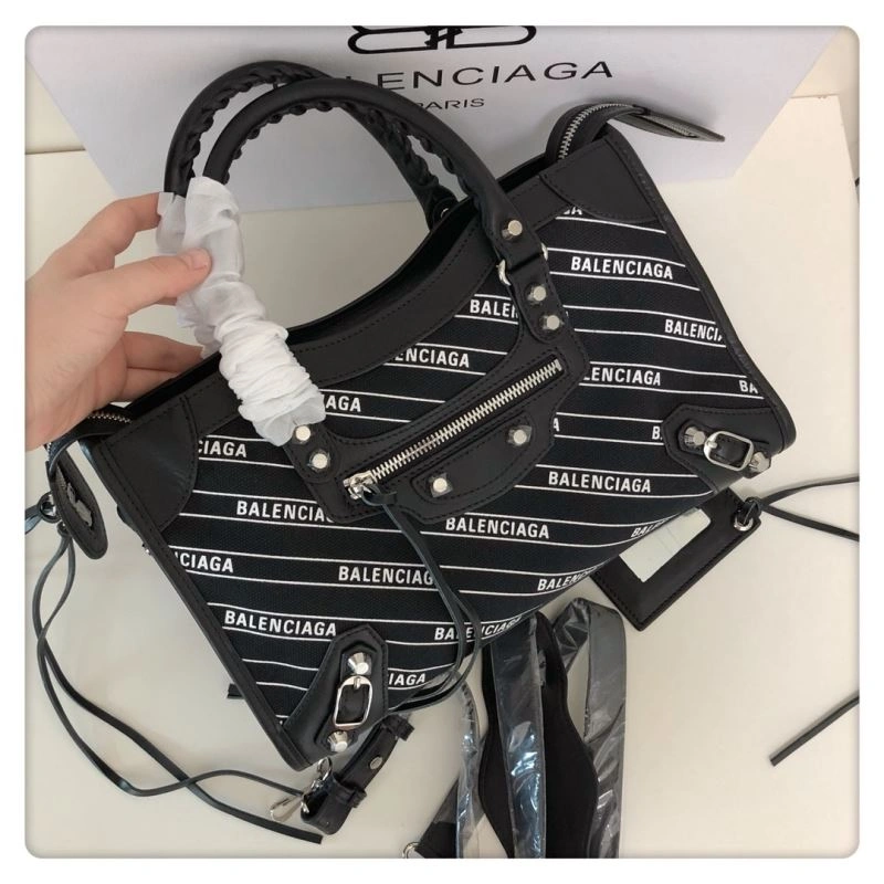Accurate model Balenciaga Classic Motorcycle Bag with Slanted Print Design