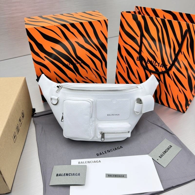 Balenciaga Classic White Motorcycle Multi-Pocket Waist Bag for Travel