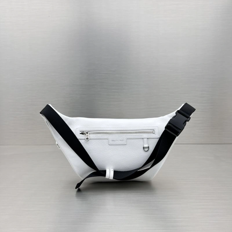Precise copy Balenciaga Classic White Motorcycle Multi-Pocket Waist Bag for Travel