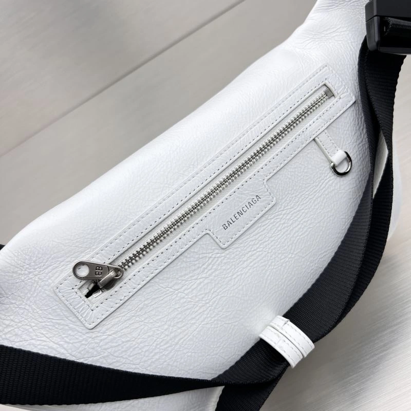 Precise copy Balenciaga Classic White Motorcycle Multi-Pocket Waist Bag for Travel