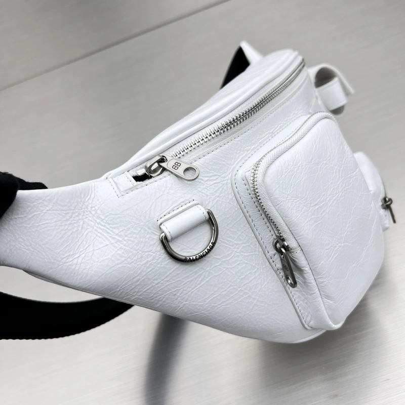 Precise copy Balenciaga Classic White Motorcycle Multi-Pocket Waist Bag for Travel