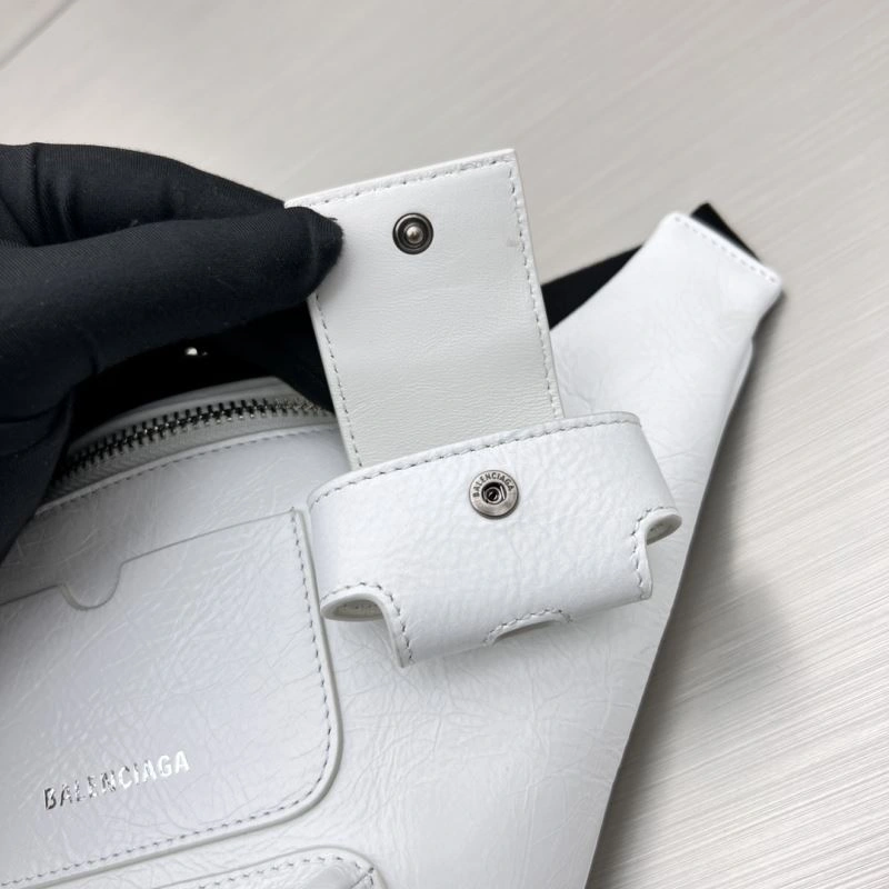 Precise copy Balenciaga Classic White Motorcycle Multi-Pocket Waist Bag for Travel