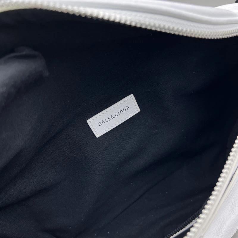 Precise copy Balenciaga Classic White Motorcycle Multi-Pocket Waist Bag for Travel