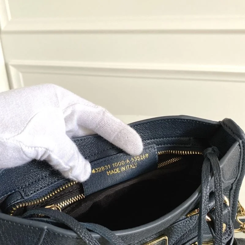 1:1 copy Balenciaga Cobalt Blue Goat Leather Motorcycle Bag with Gold Buckle