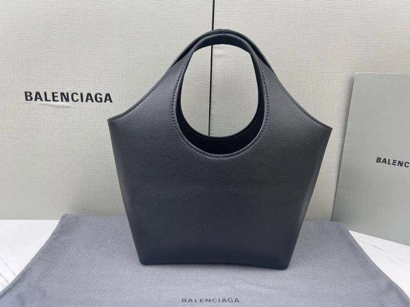 Exact replica Balenciaga Compact Black BB23ss Leather Handheld Small Bag - 24.5x22x7cm