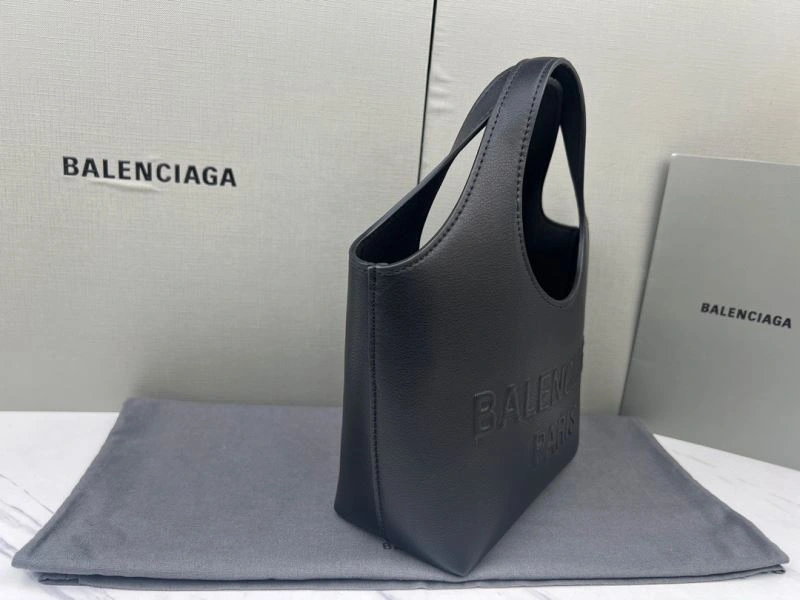 Exact replica Balenciaga Compact Black BB23ss Leather Handheld Small Bag - 24.5x22x7cm
