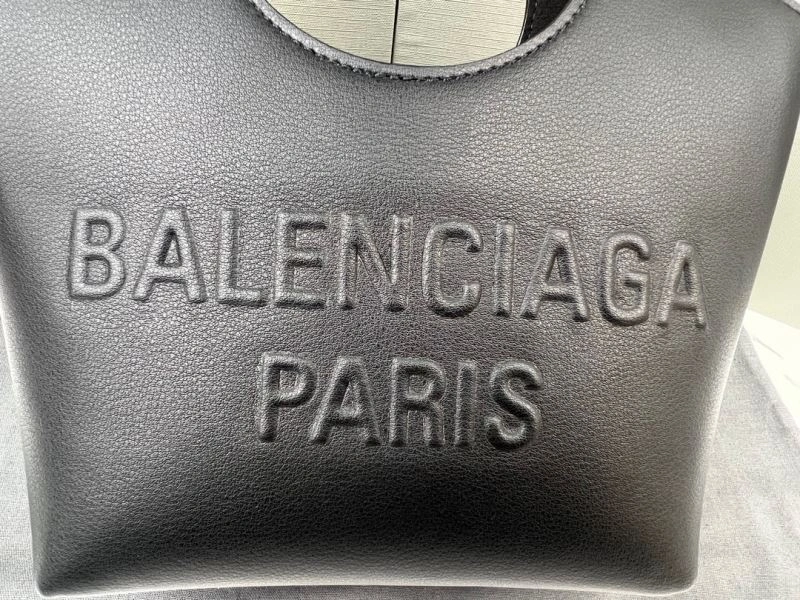 Exact replica Balenciaga Compact Black BB23ss Leather Handheld Small Bag - 24.5x22x7cm