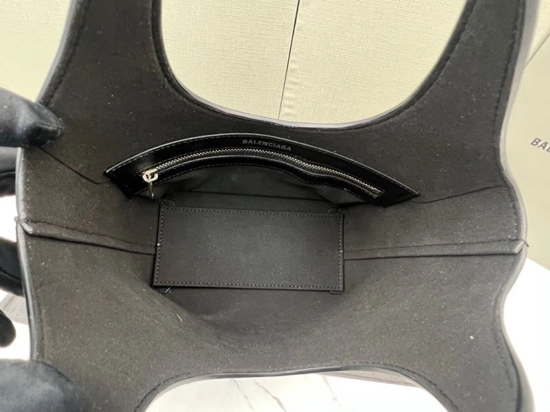 Exact replica Balenciaga Compact Black BB23ss Leather Handheld Small Bag - 24.5x22x7cm