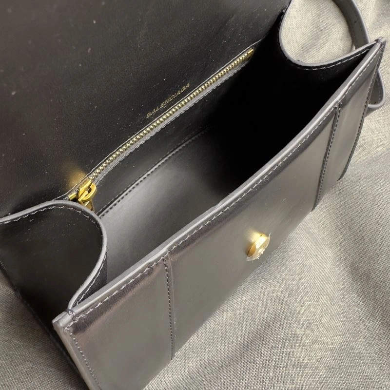 Mirror quality Balenciaga Crescent Hourglass S Bag in Black Weave