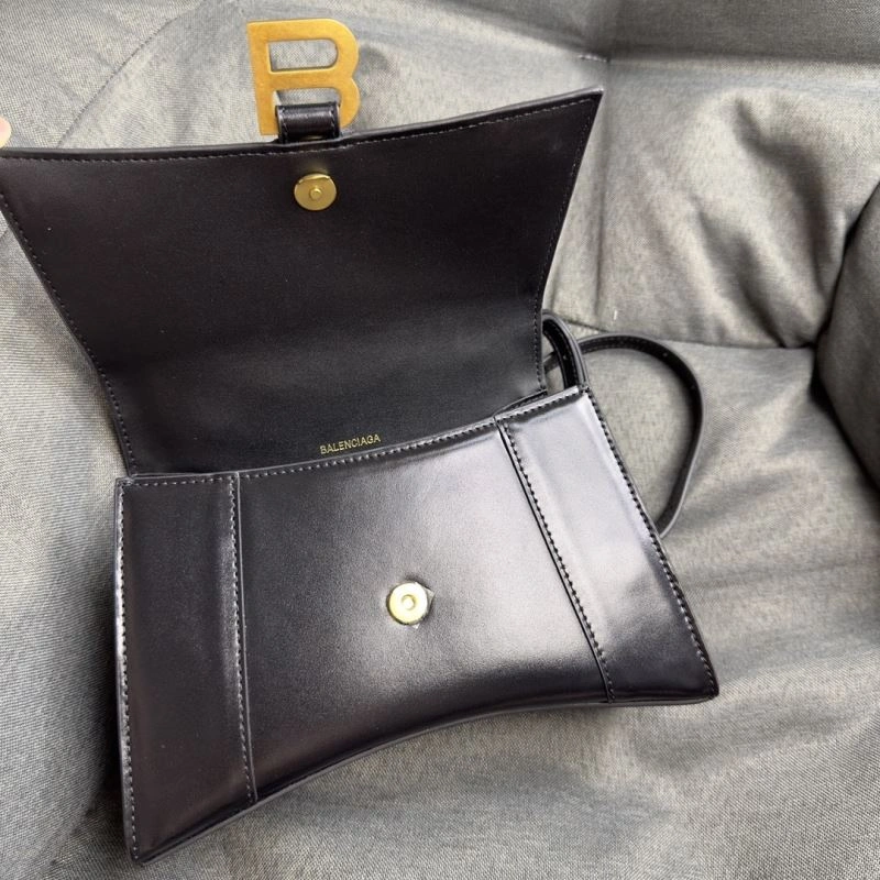Mirror quality Balenciaga Crescent Hourglass S Bag in Black Weave