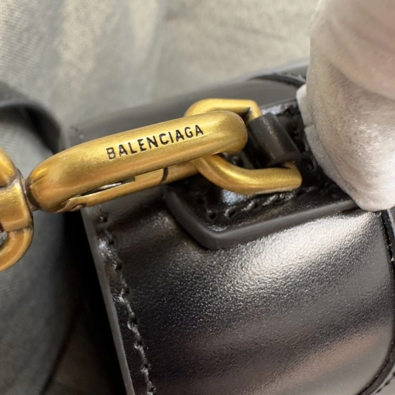 Mirror quality Balenciaga Crescent Hourglass S Bag in Black Weave
