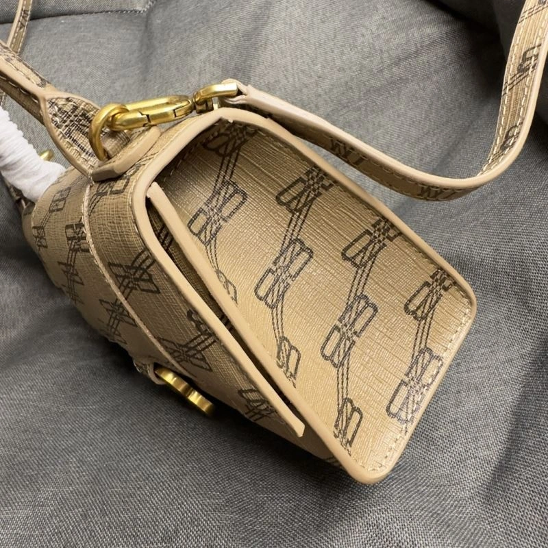 Original Balenciaga Crescent Hourglass XS Bag in Brown Leather