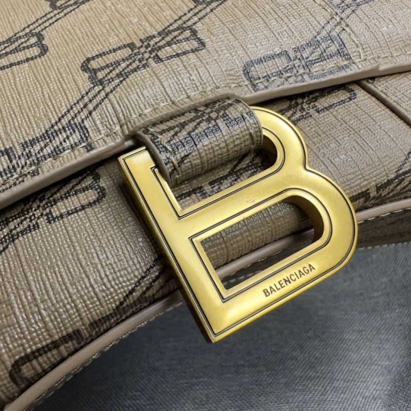 Original Balenciaga Crescent Hourglass XS Bag in Brown Leather