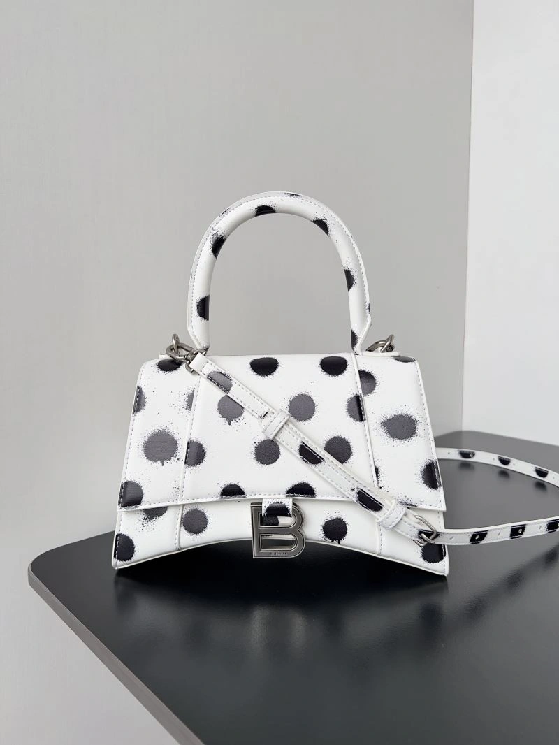 Balenciaga Crescent Moon Hourglass Bag - Polka Dot White