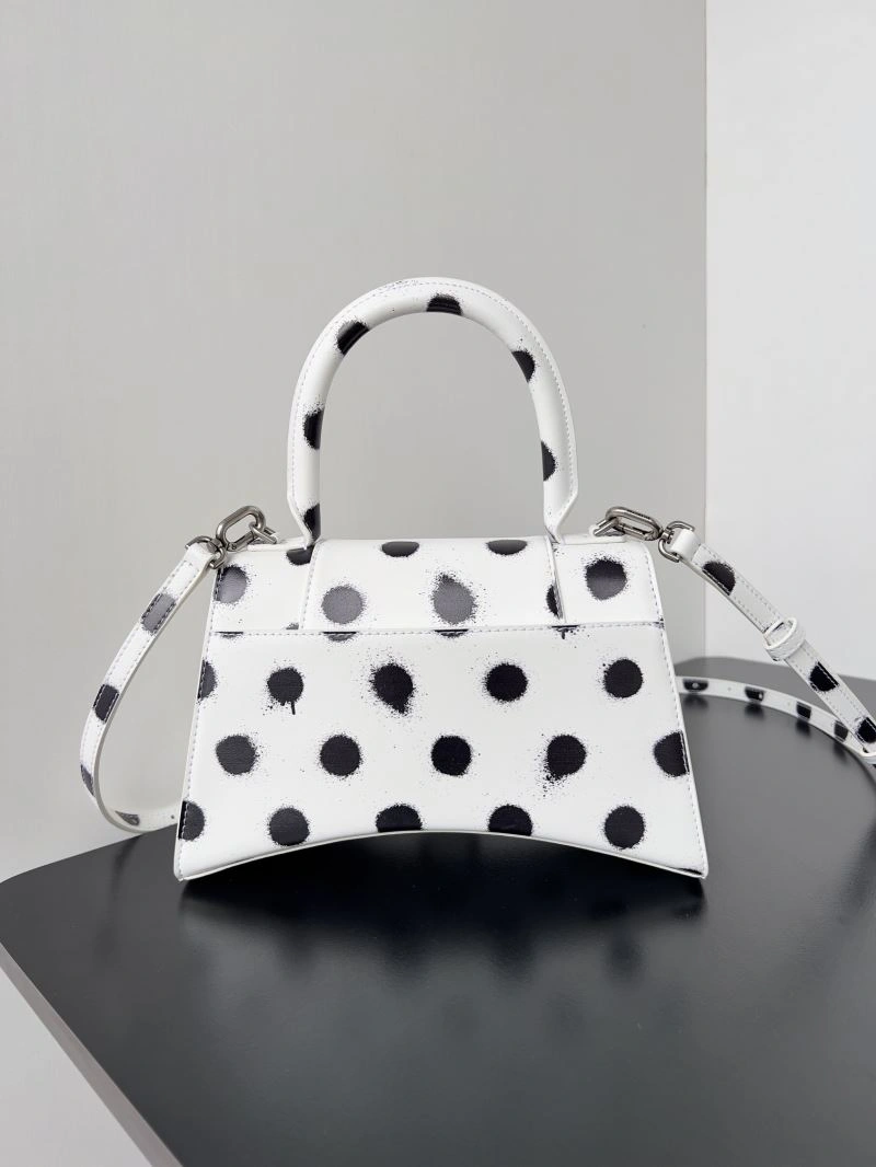 Legit Balenciaga Crescent Moon Hourglass Bag - Polka Dot White